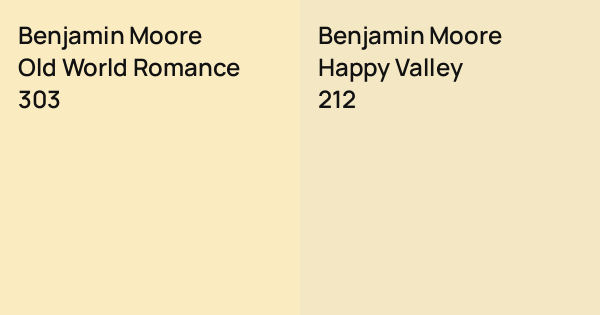 Benjamin Moore Old World Romance vs. Benjamin Moore Happy Valley comparison
