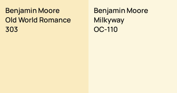 Benjamin Moore Old World Romance vs. Benjamin Moore Milkyway comparison
