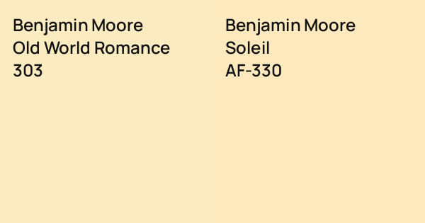 Benjamin Moore Old World Romance vs. Benjamin Moore Soleil comparison