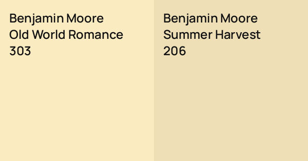 Benjamin Moore Old World Romance vs. Benjamin Moore Summer Harvest ...