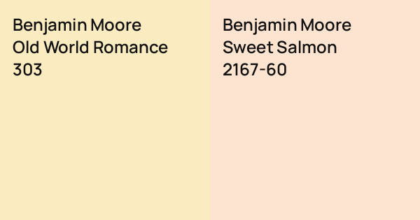 Benjamin Moore Old World Romance vs. Benjamin Moore Sweet Salmon comparison