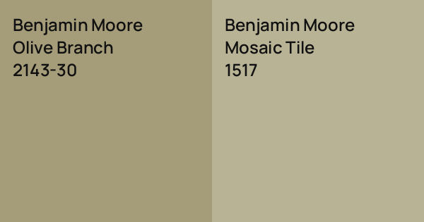Benjamin Moore Olive Branch vs. Benjamin Moore Mosaic Tile comparison