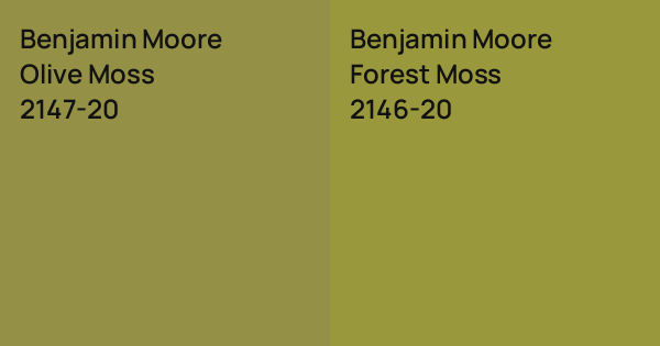 Benjamin Moore Olive Moss vs. Benjamin Moore Forest Moss comparison