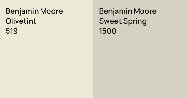 Benjamin Moore Olivetint vs. Benjamin Moore Sweet Spring comparison