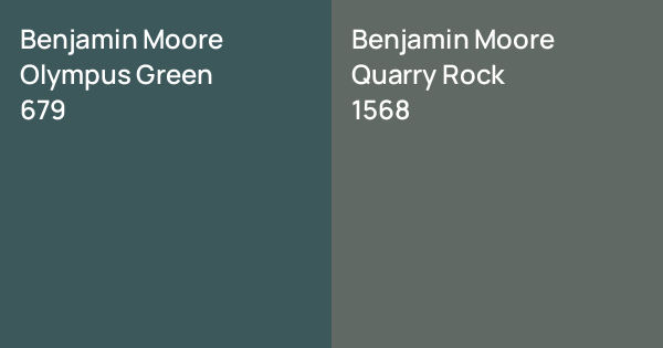 Benjamin Moore Olympus Green vs. Benjamin Moore Quarry Rock comparison