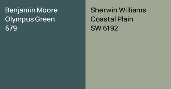 Benjamin Moore Olympus Green vs. Sherwin Williams Coastal Plain comparison