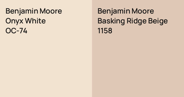 Benjamin Moore Onyx White vs. Benjamin Moore Basking Ridge Beige comparison