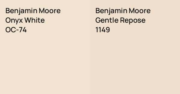 Benjamin Moore Onyx White vs. Benjamin Moore Gentle Repose comparison