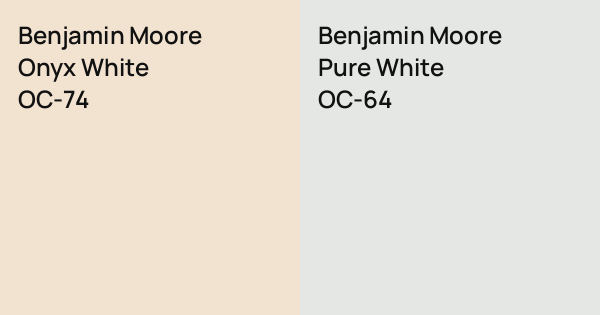 Benjamin Moore Onyx White vs. Benjamin Moore Pure White comparison