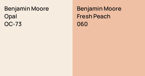 Benjamin Moore Opal vs. Benjamin Moore Fresh Peach comparison
