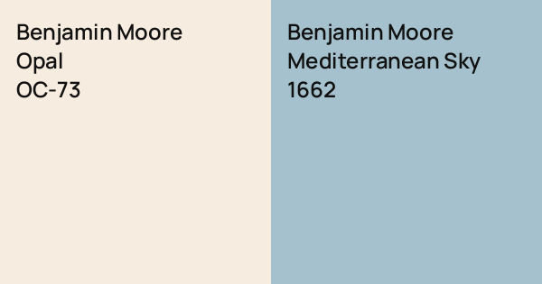 Benjamin Moore Opal vs. Benjamin Moore Mediterranean Sky comparison
