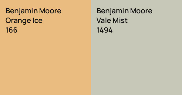 Benjamin Moore Orange Ice vs. Benjamin Moore Vale Mist comparison