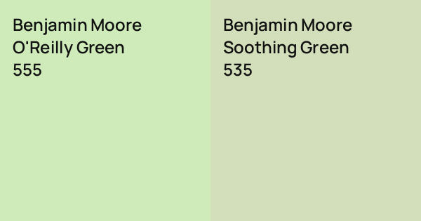Benjamin Moore O'Reilly Green vs. Benjamin Moore Soothing Green comparison