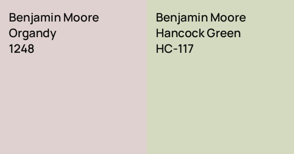 Benjamin Moore Organdy vs. Benjamin Moore Hancock Green comparison