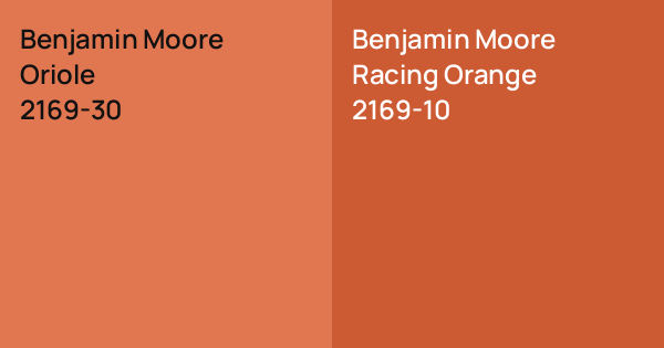 Benjamin Moore Oriole vs. Benjamin Moore Racing Orange comparison