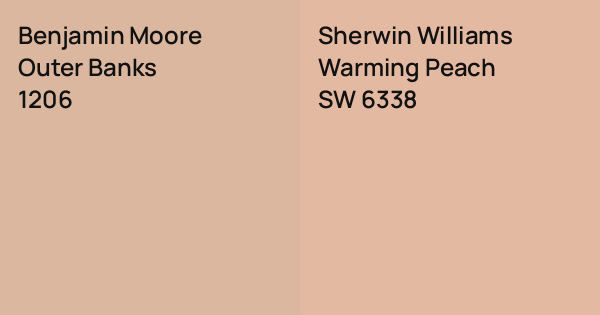Benjamin Moore Outer Banks vs. Sherwin Williams Warming Peach comparison