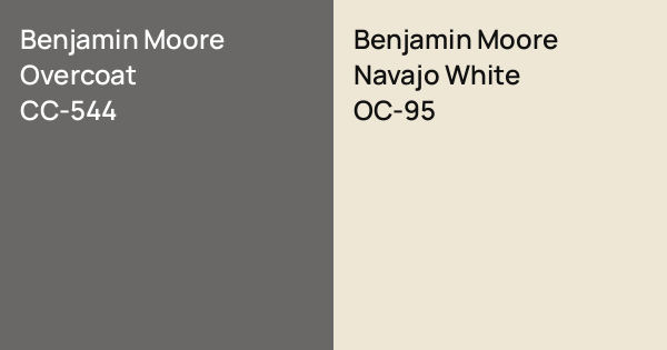 Benjamin Moore Overcoat vs. Benjamin Moore Navajo White comparison