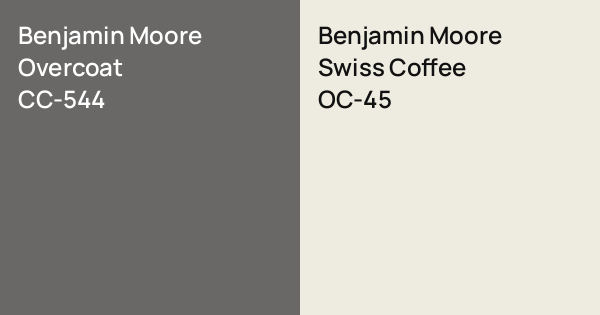 Benjamin Moore Overcoat vs. Benjamin Moore Swiss Coffee comparison