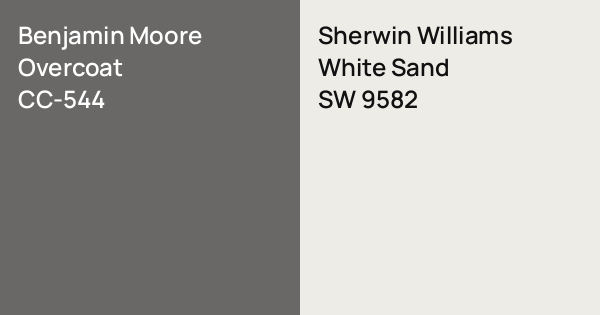 Benjamin Moore Overcoat vs. Sherwin Williams White Sand comparison