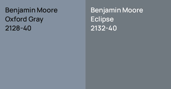 Benjamin Moore Oxford Gray vs. Benjamin Moore Eclipse comparison