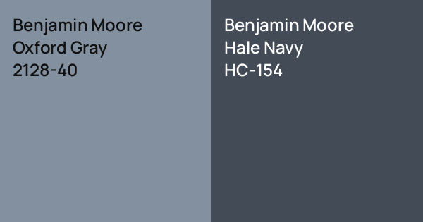 Benjamin Moore Oxford Gray vs. Benjamin Moore Hale Navy comparison