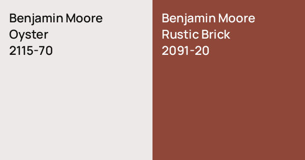 Benjamin Moore Oyster vs. Benjamin Moore Rustic Brick comparison
