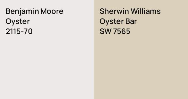 Benjamin Moore Oyster vs. Sherwin Williams Oyster Bar comparison