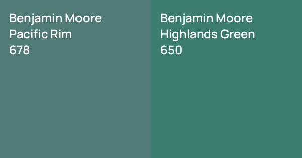 Benjamin Moore Pacific Rim vs. Benjamin Moore Highlands Green comparison