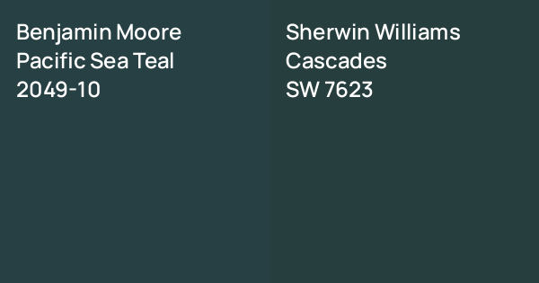 Benjamin Moore Pacific Sea Teal vs. Sherwin Williams Cascades comparison