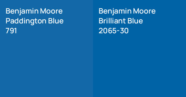 Benjamin Moore Paddington Blue vs. Benjamin Moore Brilliant Blue comparison