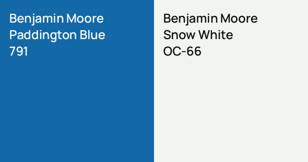Benjamin Moore Paddington Blue vs. Benjamin Moore Snow White comparison