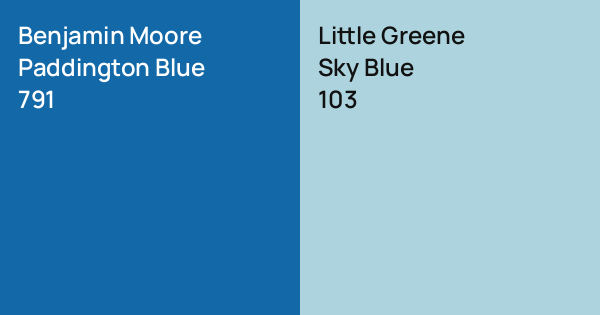 Benjamin Moore Paddington Blue vs. Little Greene Sky Blue comparison