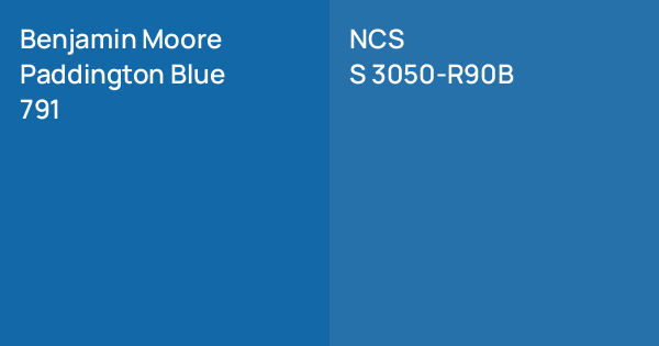 Benjamin Moore Paddington Blue vs. NCS S 3050-R90B comparison