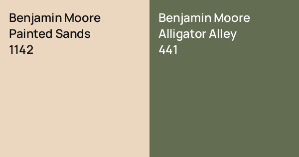 Benjamin Moore Painted Sands vs. Benjamin Moore Alligator Alley comparison