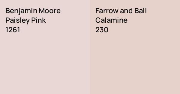 Benjamin Moore Paisley Pink vs. Farrow and Ball Calamine comparison