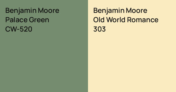 Benjamin Moore Palace Green vs. Benjamin Moore Old World Romance comparison