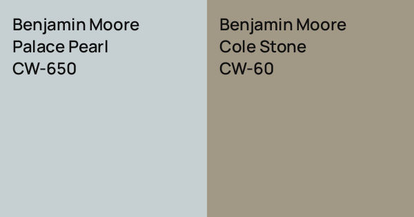 Benjamin Moore Palace Pearl vs. Benjamin Moore Cole Stone comparison