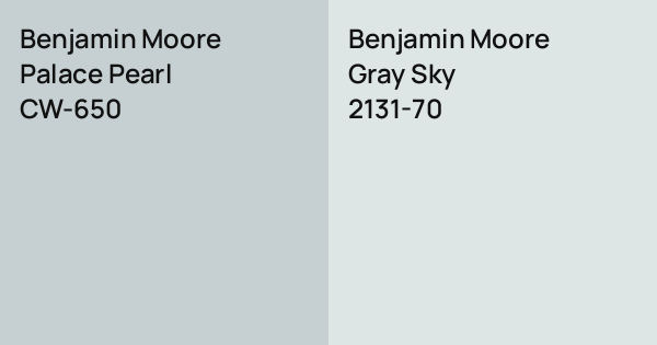 Benjamin Moore Palace Pearl vs. Benjamin Moore Gray Sky comparison