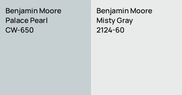 Benjamin Moore Palace Pearl vs. Benjamin Moore Misty Gray comparison