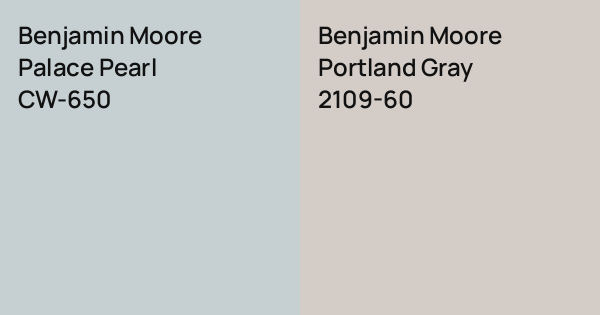 Benjamin Moore Palace Pearl vs. Benjamin Moore Portland Gray comparison
