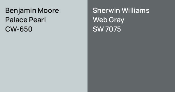 Benjamin Moore Palace Pearl vs. Sherwin Williams Web Gray comparison