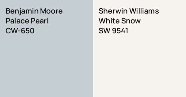 Benjamin Moore Palace Pearl vs. Sherwin Williams White Snow comparison
