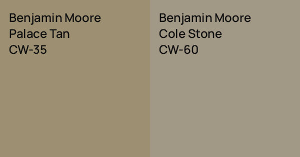 Benjamin Moore Palace Tan vs. Benjamin Moore Cole Stone comparison