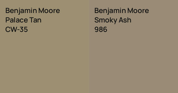 Benjamin Moore Palace Tan vs. Benjamin Moore Smoky Ash comparison