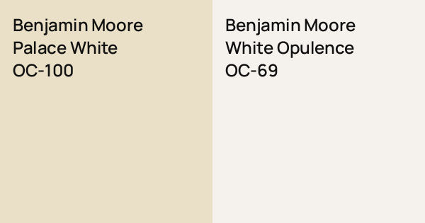 Benjamin Moore Palace White vs. Benjamin Moore White Opulence comparison