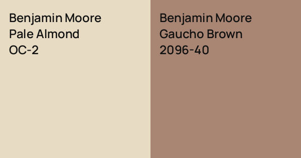Benjamin Moore Pale Almond vs. Benjamin Moore Gaucho Brown comparison