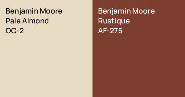 Benjamin Moore Pale Almond vs. Benjamin Moore Rustique comparison