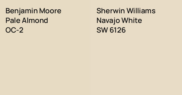 Benjamin Moore Pale Almond vs. Sherwin Williams Navajo White comparison