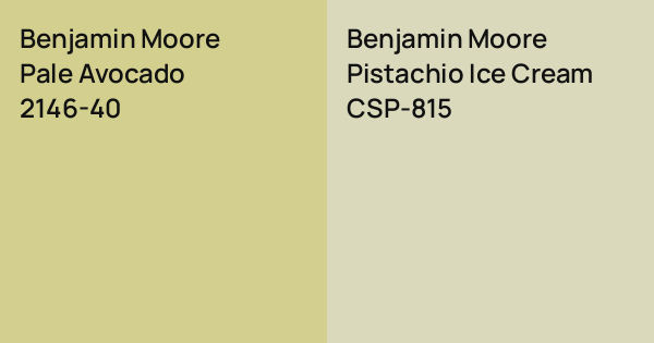 Benjamin Moore Pale Avocado vs. Benjamin Moore Pistachio Ice Cream ...