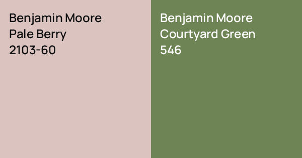 Benjamin Moore Pale Berry vs. Benjamin Moore Courtyard Green comparison